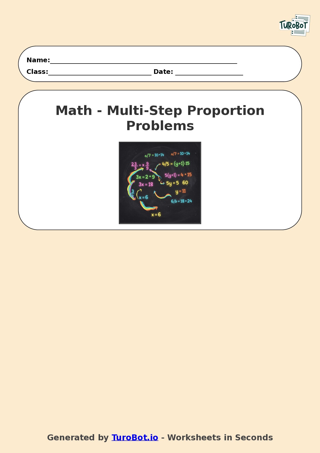 Year 7 Math Worksheet – Multi-Step Proportion Problems – TuroBot