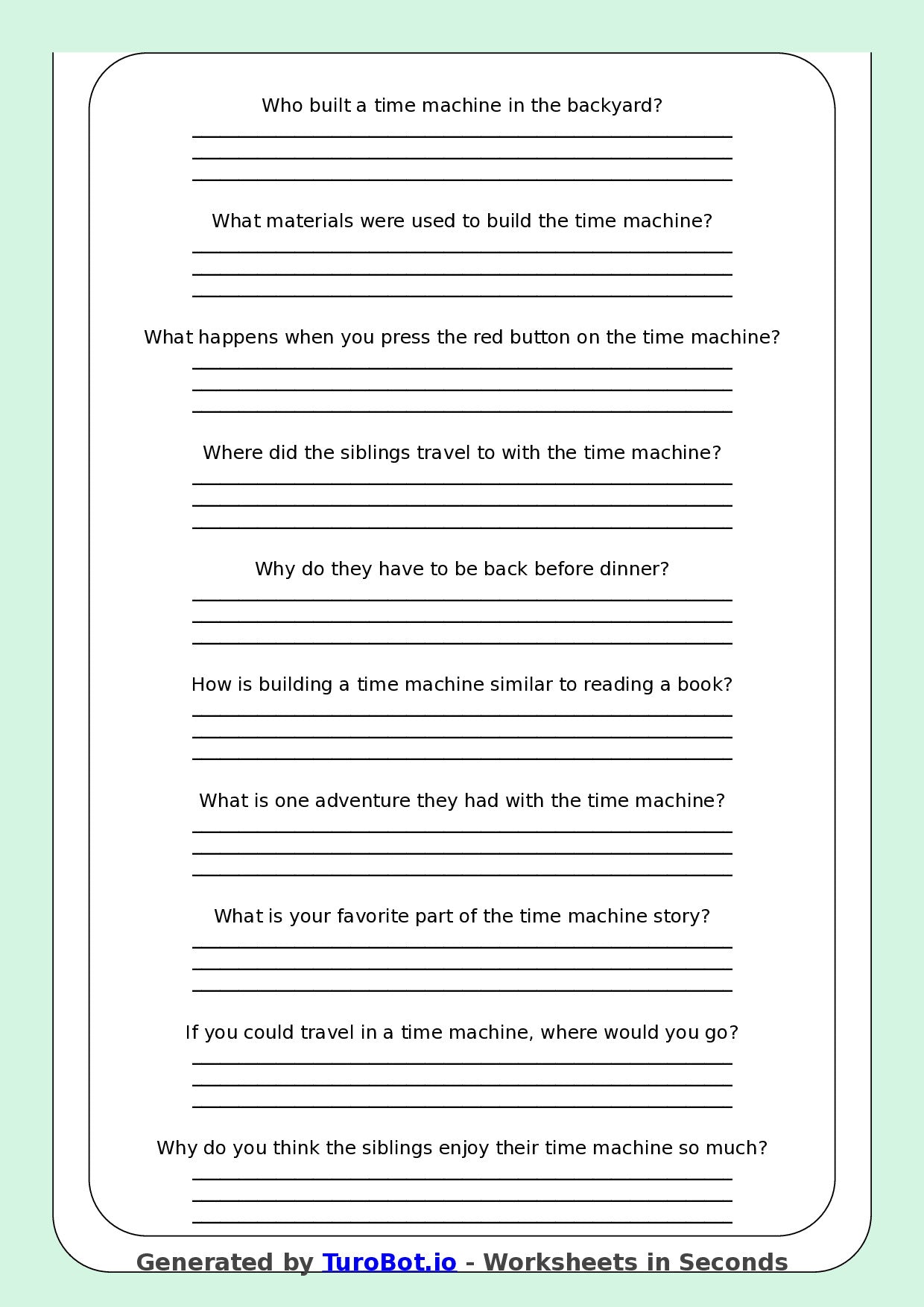 Reading Comprehension - Year 3 - My Little Brother Built a Time Machin ...