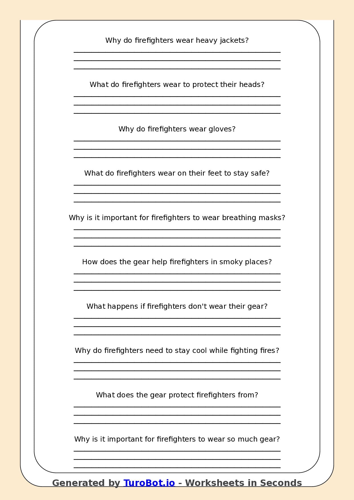 Reading Comprehension - Year 3 - Why Firefighters Wear So Much Gear ...